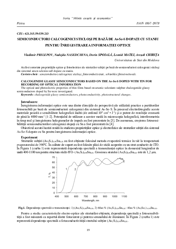 (PDF) SEMICONDUCTORI CALCOGENICI STICLOȘI PE BAZĂ DE As-Se-S DOPAȚI CU ...