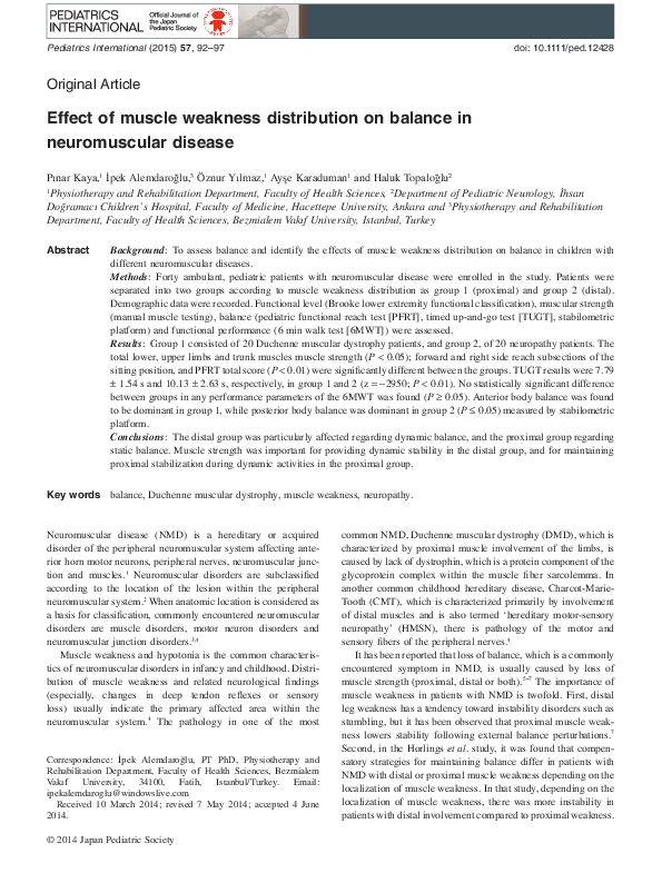 (PDF) Effect of muscle weakness distribution on balance in ...