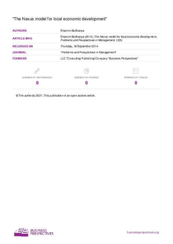 (PDF) The Nexus model for local economic development