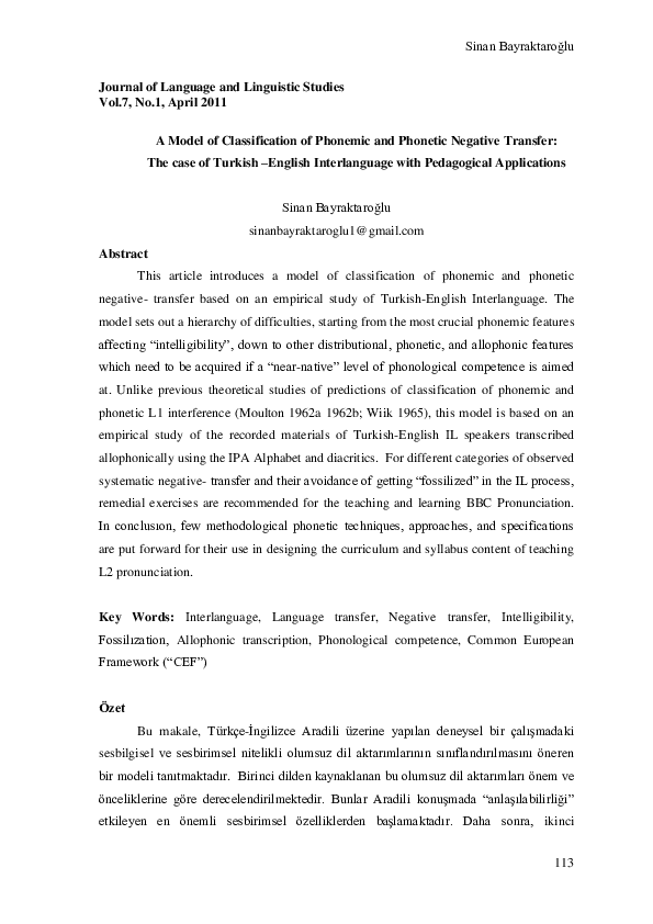 (PDF) A Model of Classification of Phonemic and Phonetic Negative ...