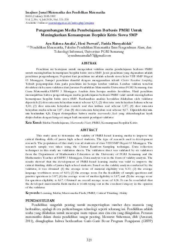 (PDF) Pengembangan Media Pembelajaran Berbasis PMRI Untuk Meningkatkan Kemampuan Berpikir Kritis ...