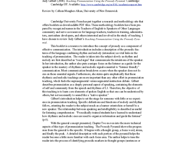 (PDF) Teaching Pronunciation Using the Prosody Pyramid