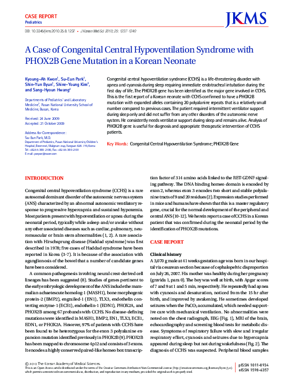 (PDF) A case of congenital central hypoventilation syndrome