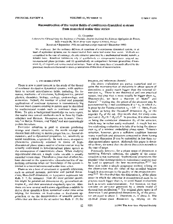 (PDF) Reconstruction of the vector fields of continuous dynamical ...