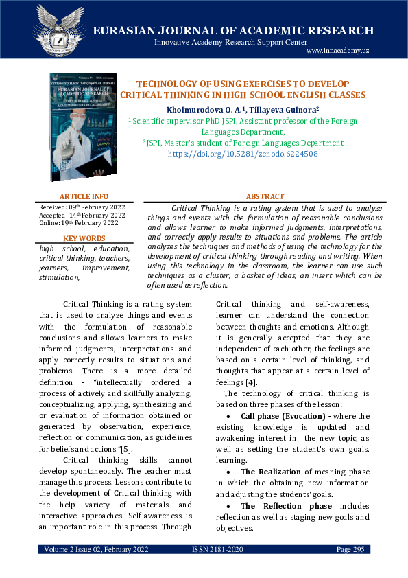 (PDF) EURASIAN JOURNAL OF ACADEMIC RESEARCH