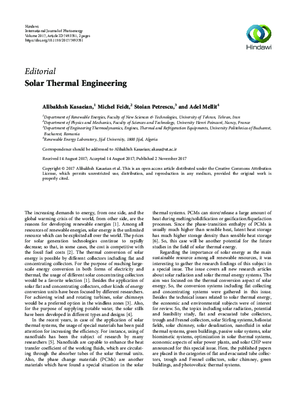 (PDF) Solar Thermal Engineering