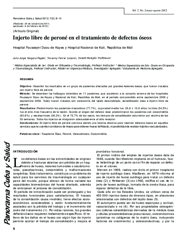 (PDF) Injerto libre de peroné en el tratamiento de defectos óseos