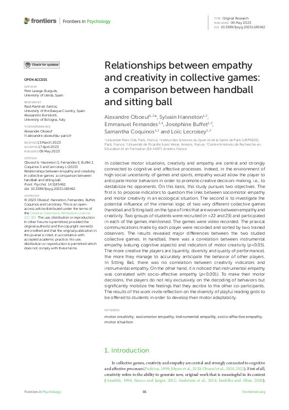 (PDF) Relationships between empathy and creativity in collective games ...
