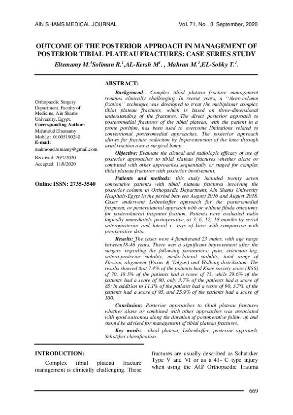 (PDF) Outcome of the Posterior Approach in Management of Posterior ...