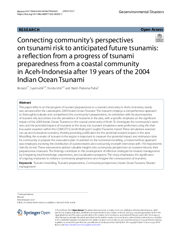 (PDF) Connecting community’s perspectives on tsunami risk to ...
