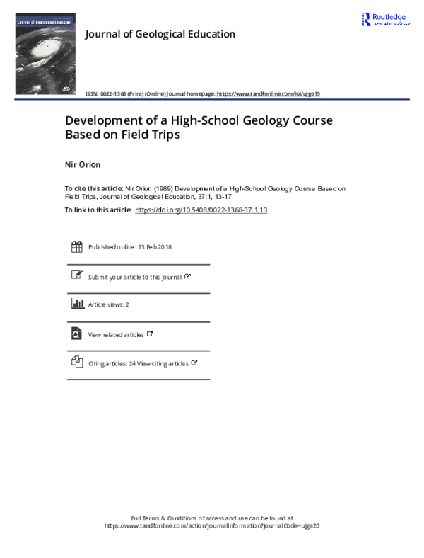 (PDF) Development of a High-School Geology Course Based on Field Trips
