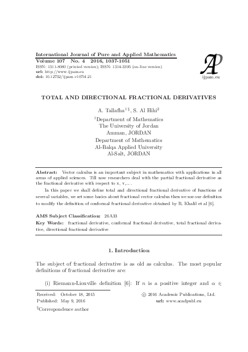 Pdf Total And Directional Fractional Derivatives