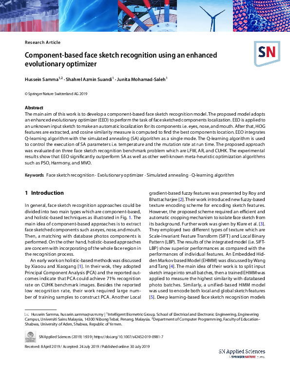 (PDF) Face sketch recognition using a hybrid optimization model | Shahrel Suandi - Academia.edu