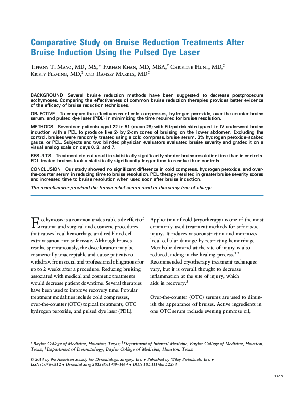 (PDF) Comparative Study on Bruise Reduction Treatments After Bruise Induction Using the Pulsed ...