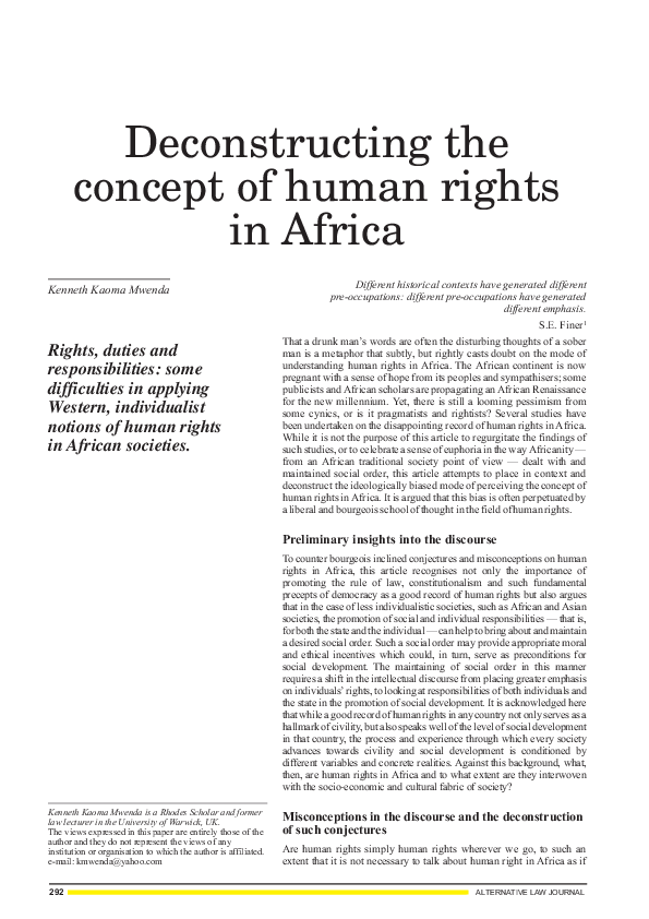 (PDF) Deconstructing the Concept of Human Rights in Africa