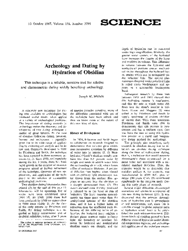 (PDF) Archeology and Dating by Hydration of Obsidian: This technique is ...