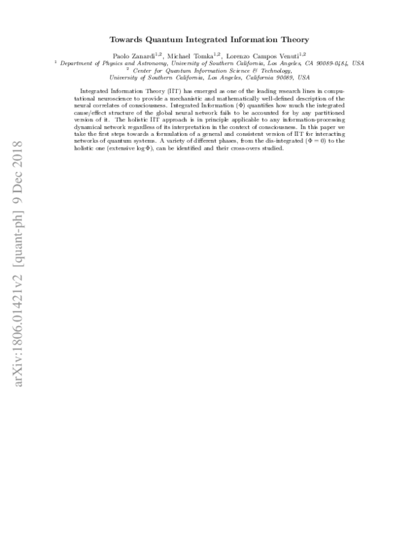 (PDF) Quantum Integrated Information Theory