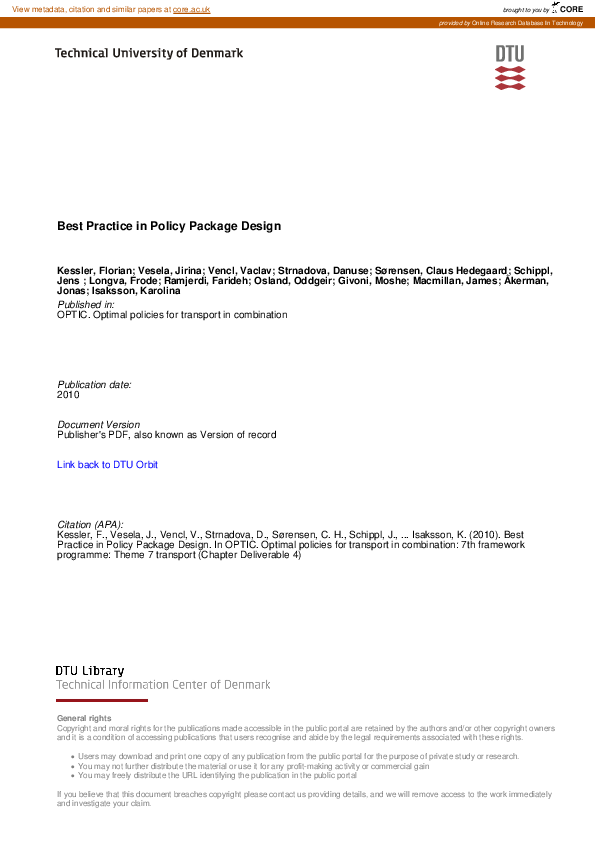 (PDF) Best Practice in Policy Package Design