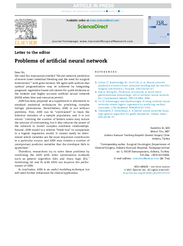 (PDF) Problems of artificial neural network