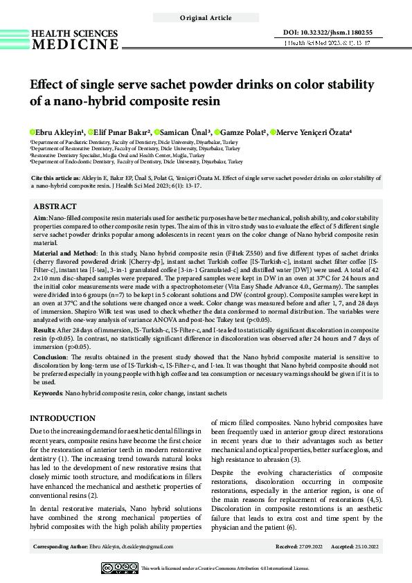 (PDF) Effect of single serve sachet powder drinks on color stability of ...