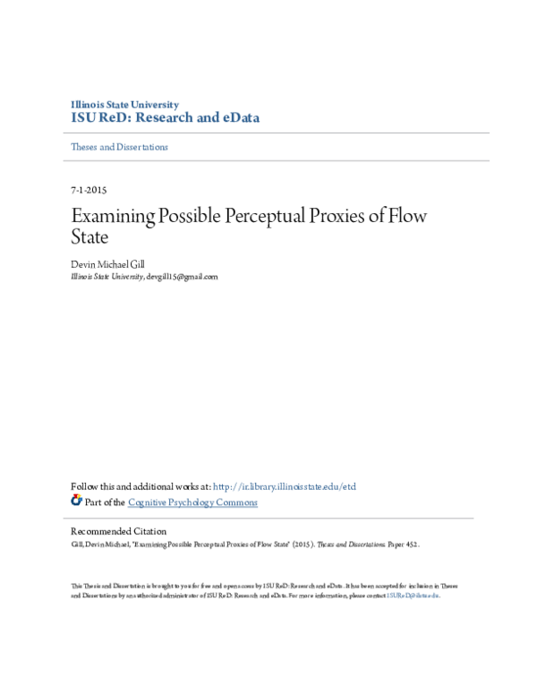 (PDF) Examining Possible Perceptual Proxies of Flow State