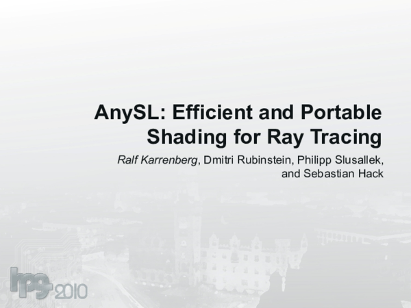 (PDF) AnySL: efficient and portable shading for ray tracing