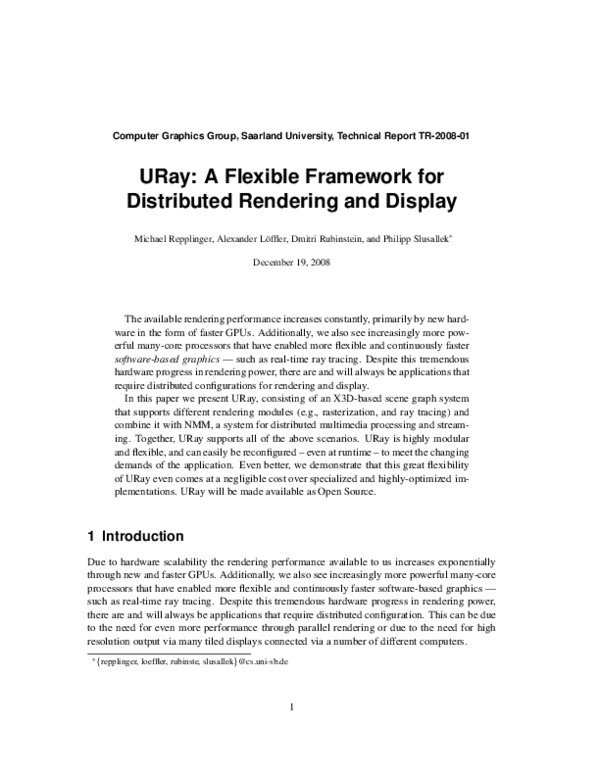 (PDF) URay: A Flexible Framework for Distributed Rendering and Display