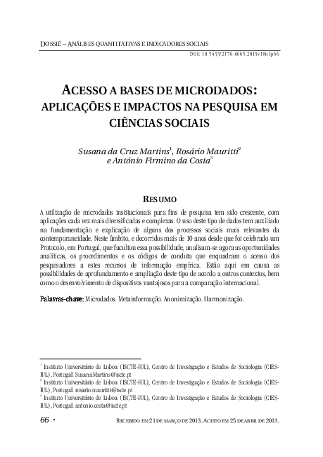 (PDF) Acesso a bases de microdados: aplicações e impactos na pesquisa ...