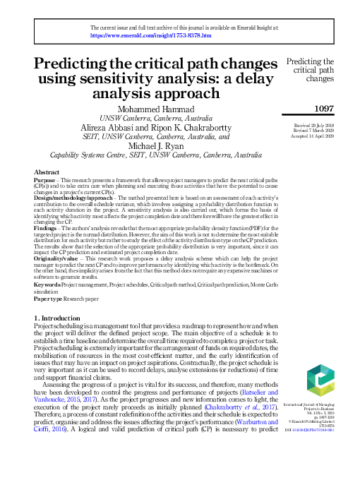 (PDF) Predicting the critical path changes using sensitivity analysis ...