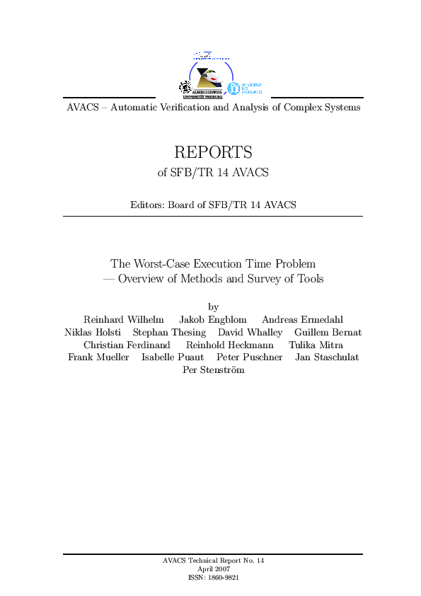 Pdf The Worst Case Execution Time Problem—overview Of Methods And Survey Of Tools