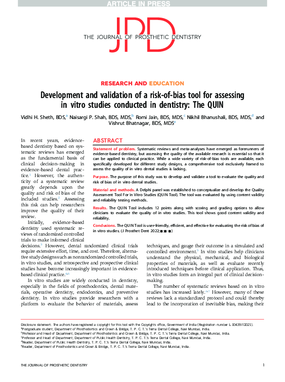 (PDF) Development and validation of a risk-of-bias tool for assessing ...