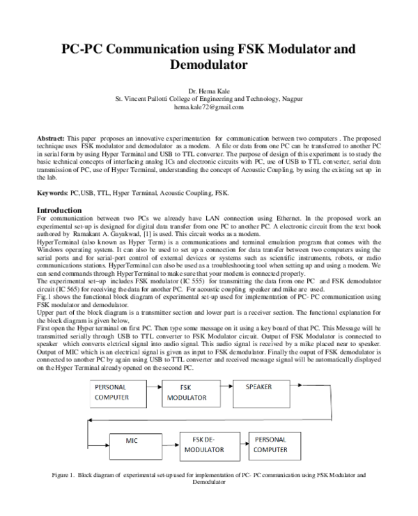 (PDF) PC-PC Communication using FSK Modulator and Demodulator