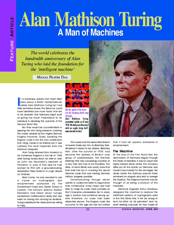 (PDF) Alan Turing: Codebreaker and Philosopher