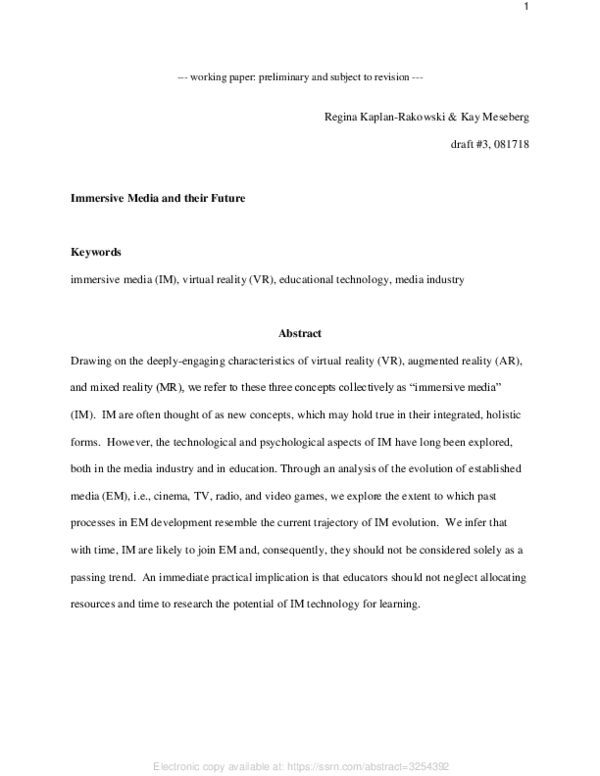 (PDF) Immersive Media and Their Future