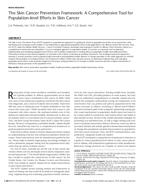 (PDF) The Skin Cancer Prevention Framework: A Comprehensive Tool for ...