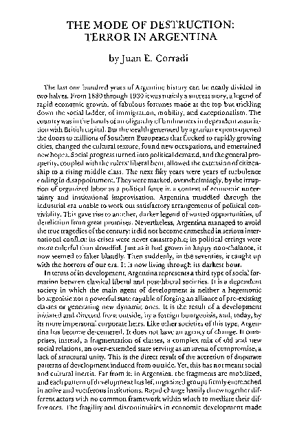 (PDF) The Mode of Destruction: Terror in Argentina