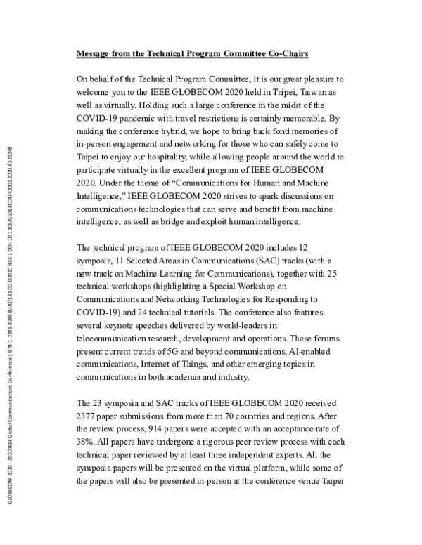 (PDF) Message from the Technical Program Committee Co-Chairs | Hsuan-Jung Su - Academia.edu