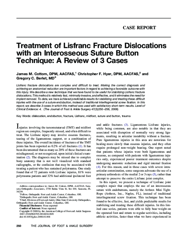 (PDF) Treatment of Lisfranc Fracture Dislocations with an Interosseous ...