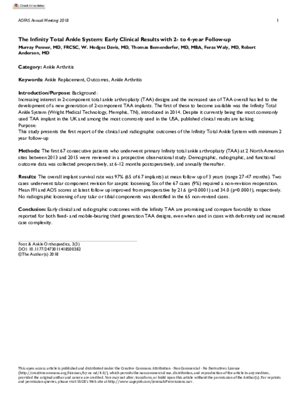 (PDF) INFINITY® Total Ankle System