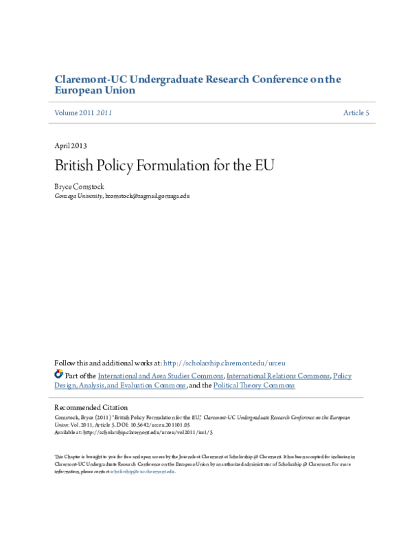 (PDF) British Policy Formulation for the EU
