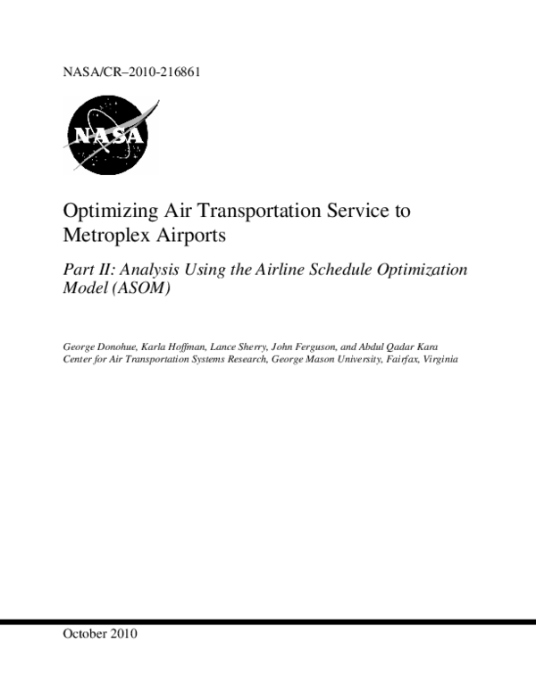 (PDF) Optimizing Air Transportation Service to Metroplex Airports, Part ...