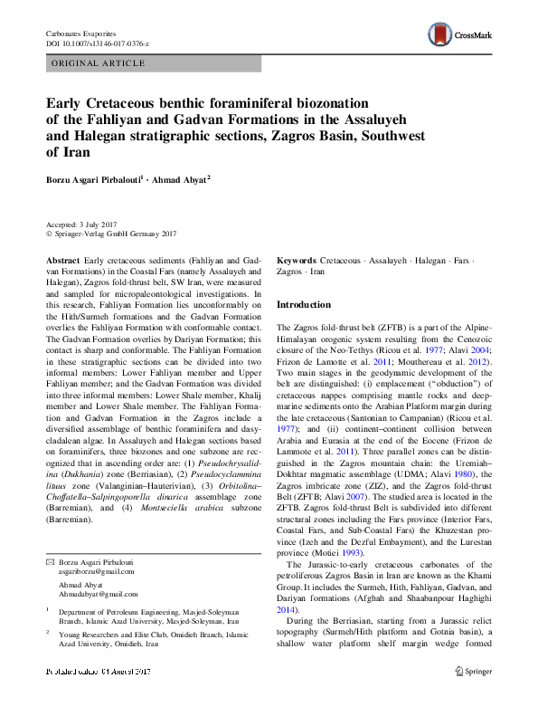 (PDF) Early Cretaceous benthic foraminiferal biozonation of the ...