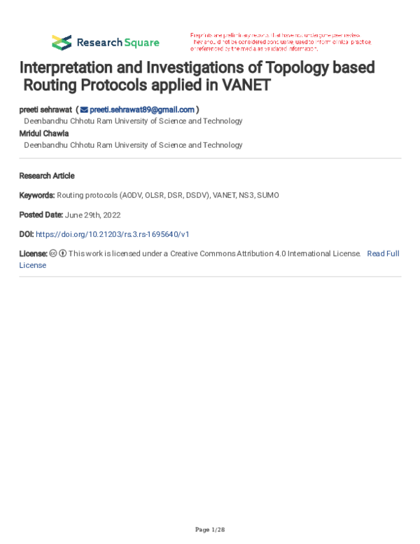(PDF) Interpretation and Investigations of Topology based Routing ...