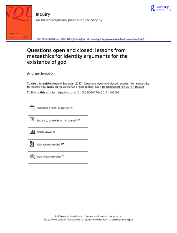 (PDF) Questions open and closed: lessons from metaethics for identity ...