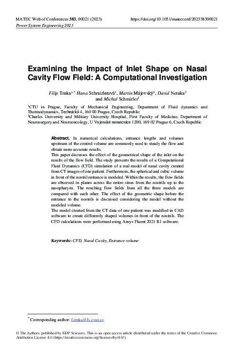 (PDF) Examining the Impact of Inlet Shape on Nasal Cavity Flow Field: A Computational Investigation