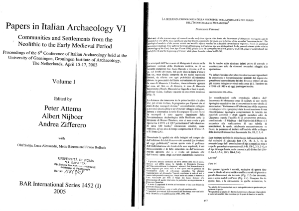 (PDF) La sequenza cronologica della necropoli della prima eta del ferro ...