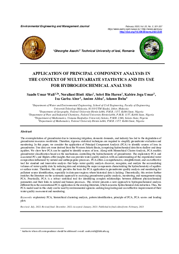 (PDF) Application of Principal Component Analysis in the Context of Multivariate Statistics and ...