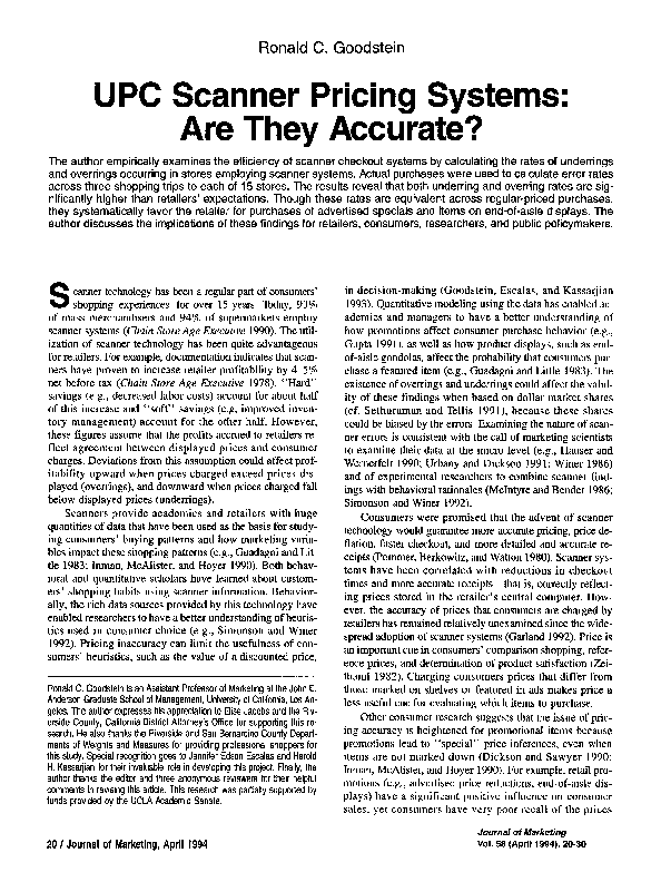 (PDF) UPC Scanner Pricing Systems: Are They Accurate? | Ronald ...