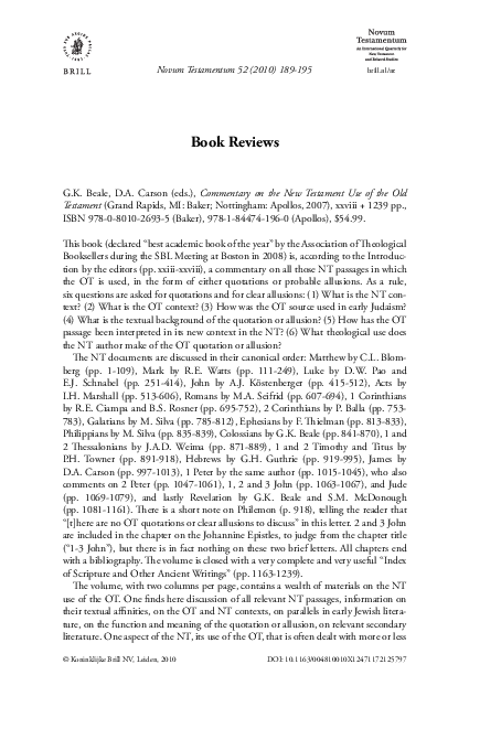 (PDF) G.K. Beale, D.A. Carson (eds.), Commentary on the New Testament ...