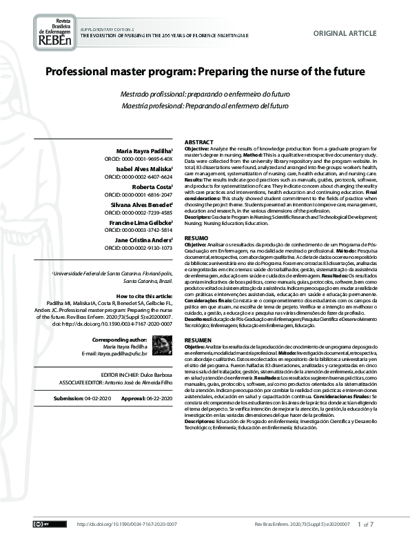 (PDF) Professional master program: Preparing the nurse of the future